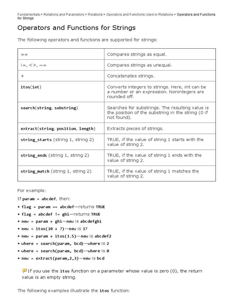 Operators And Functions For Strings Pdf String Computer Science Parameter Computer 