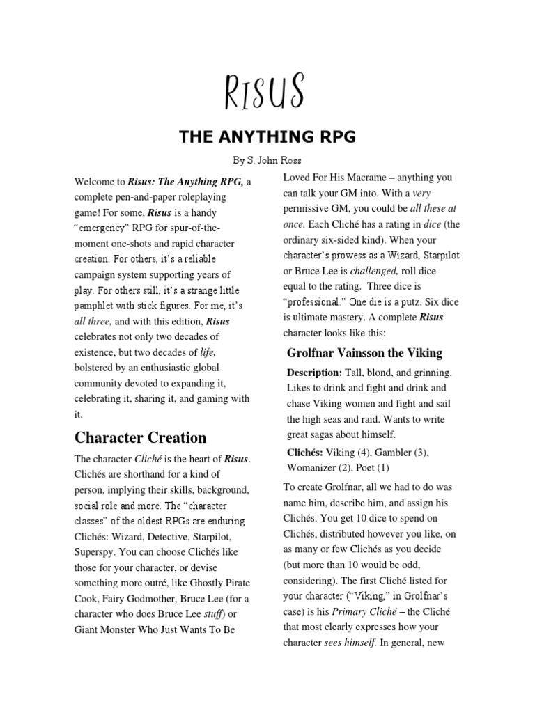 Risus - Rich Text Edition | PDF | Magician (Fantasy) | Role Playing Games