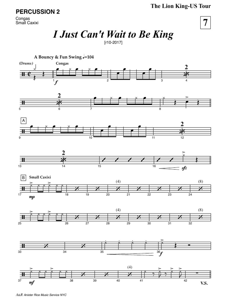 Percussion Sheet for Lion King | PDF | Percussion Instruments