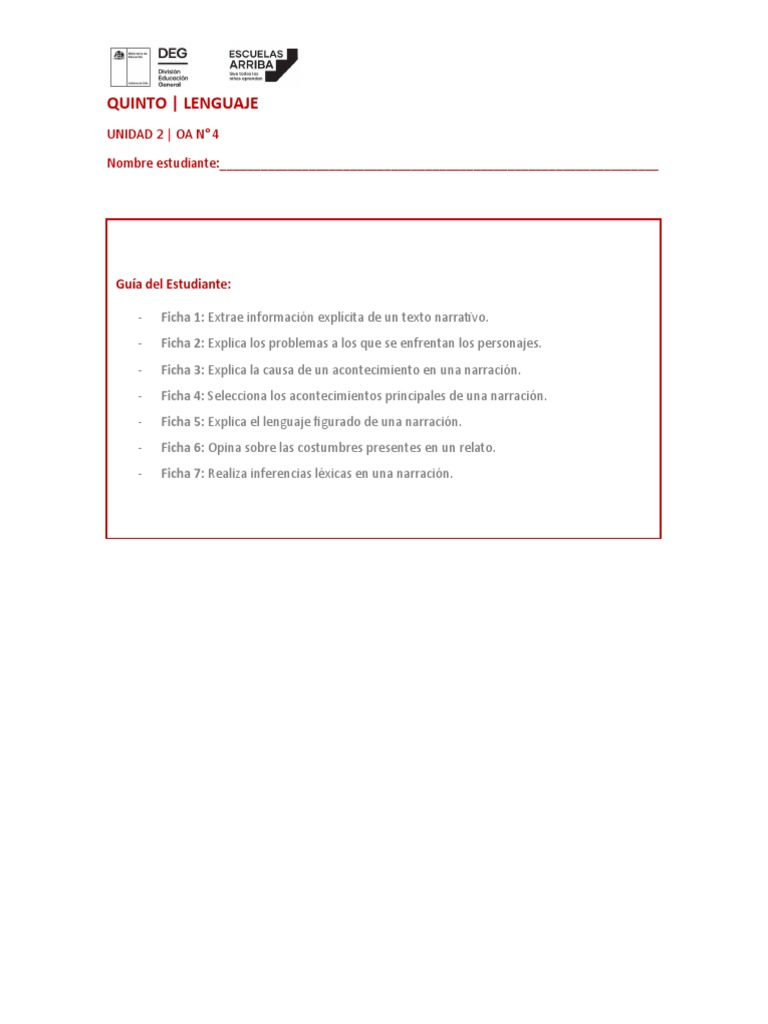 Quinto Unidad 2 Oa 4 | Descargar gratis PDF | Narración | Las aventuras ...