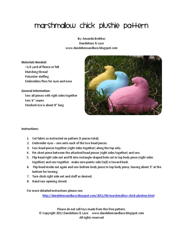 Marshmallow Chick Pattern | PDF | Home & Garden