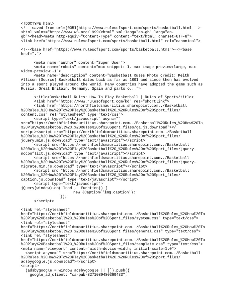 Basketball Rules - Written - HTML | PDF | Athletic Sports | Games Of ...