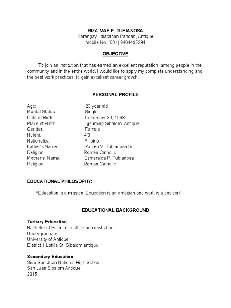 Riza Mae Resume | PDF