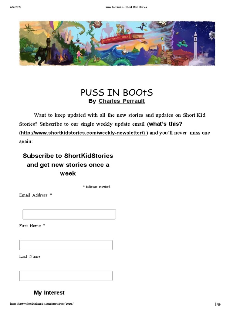 Puss in Boots - Short Kid Stories | PDF | Fairy Tales