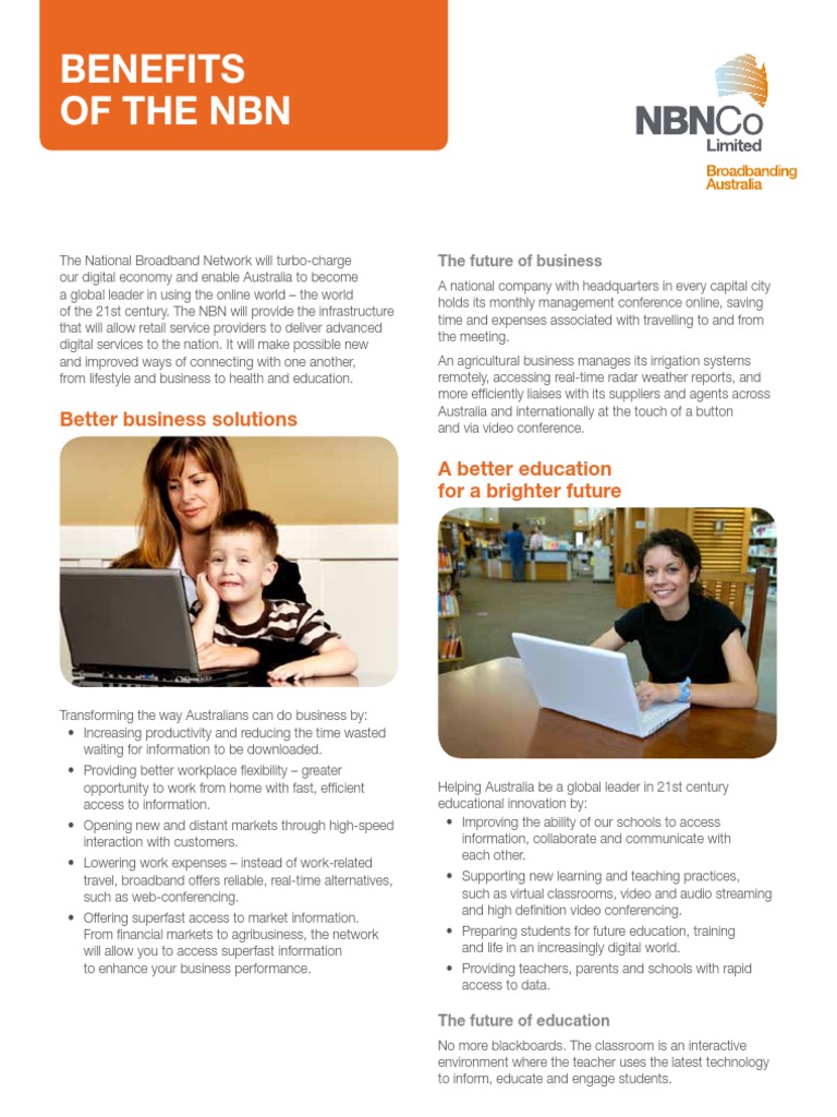 Nbnco Fact Sheet Benefits | PDF | Videoconferencing | Telemedicine