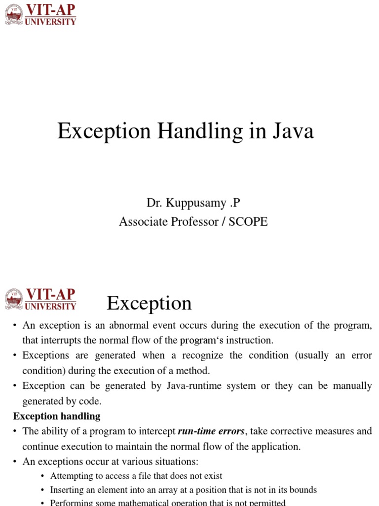 Exception Handling in Java | PDF | Computer Program | Programming