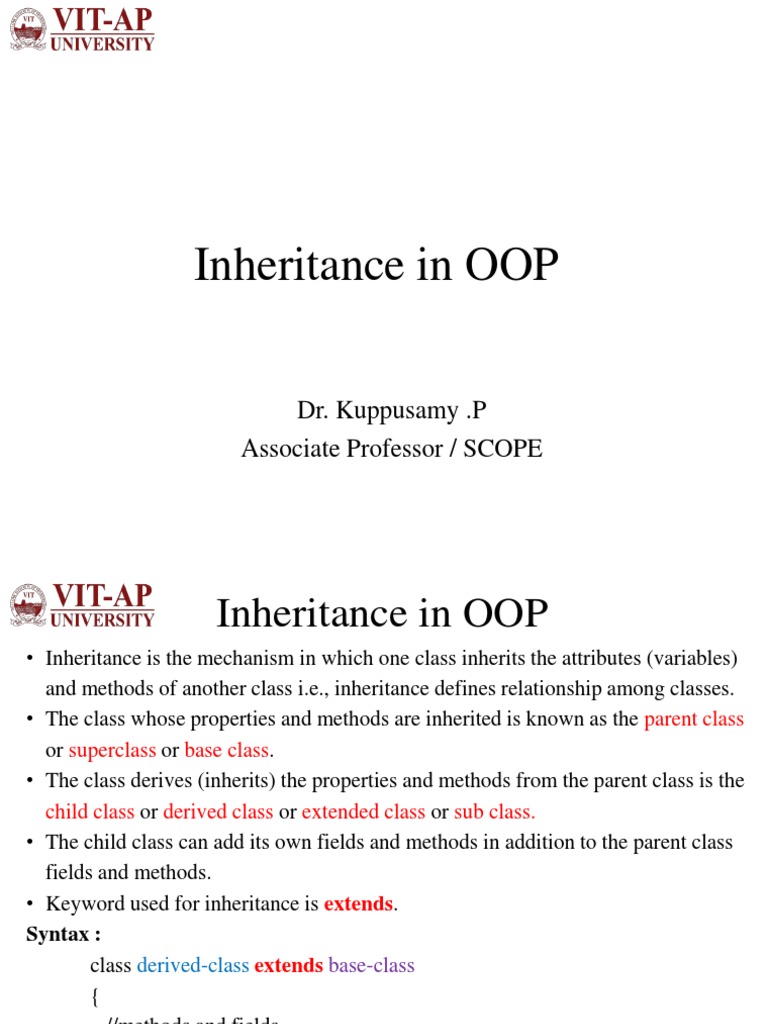 Inheritance In Oop Pdf Inheritance Object Oriented Programming Class Computer Programming 
