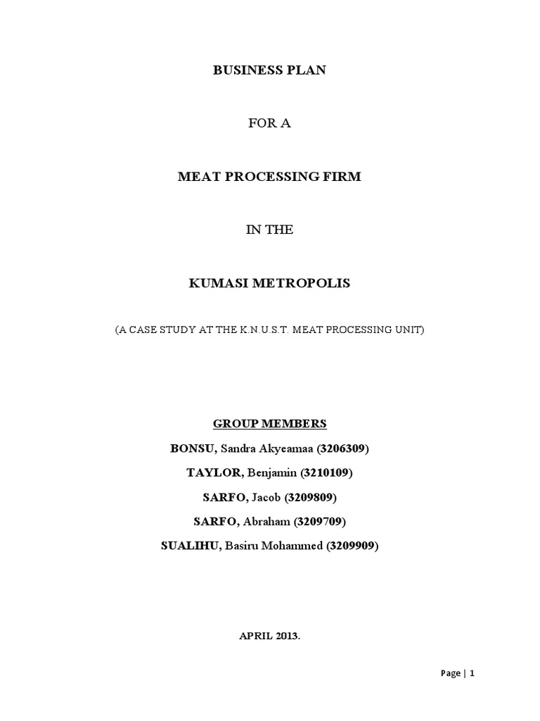 Business Plan For A Meat Processing Firm | PDF | Meat | Foods