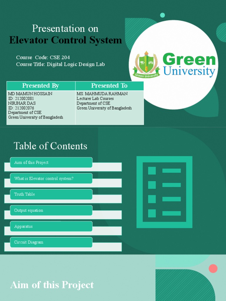 DLD Project Presentation Elevator Control System | PDF | Technology ...