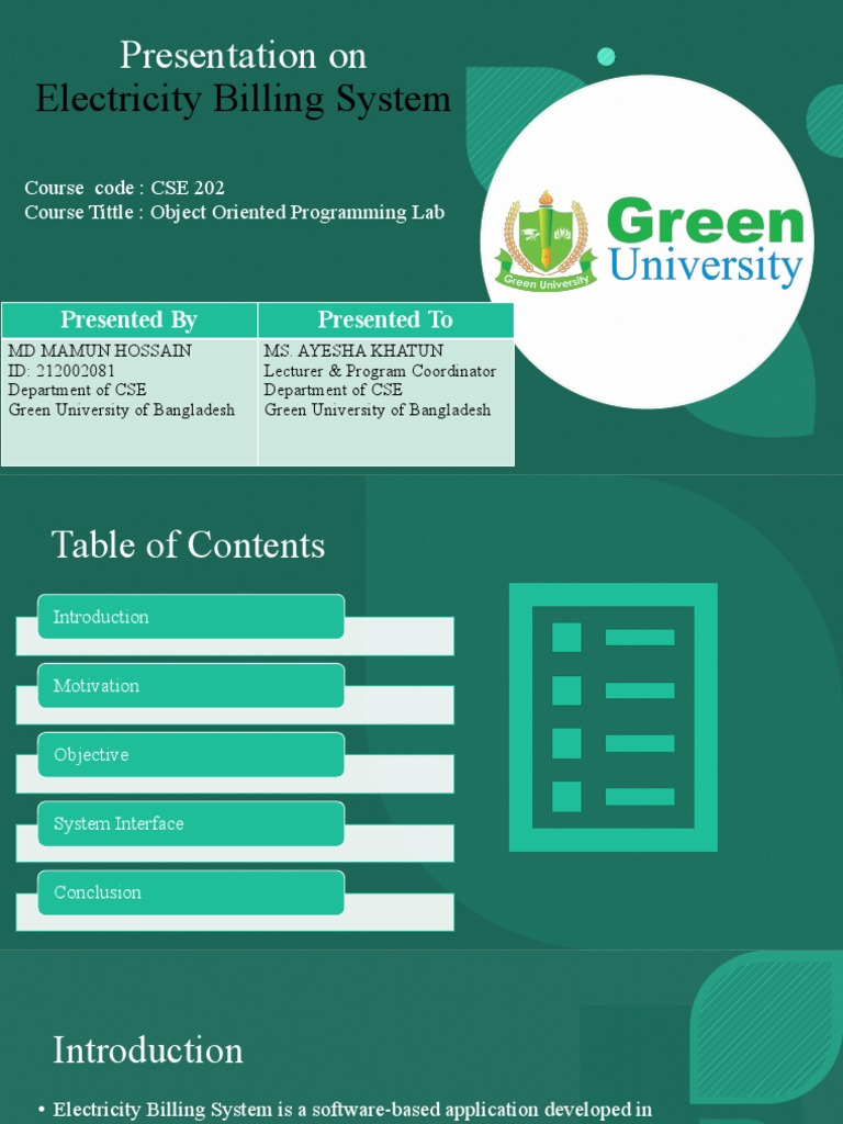 OOP Project Presentation 212002081 | PDF | Interface (Computing) | Object Oriented Programming