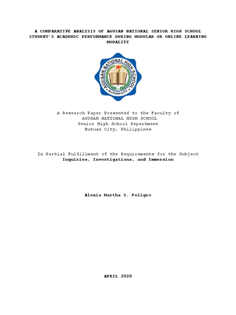 A COMPARATIVE ANALYSIS OF STUDENT PERFORMANCE IN A MODULAR AND ONLINE LEARNING MODALITY - Edited ...