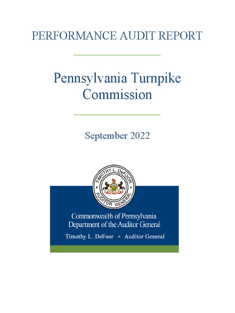 Pennsylvania Turnpike Commission Performance Audit Report, September ...