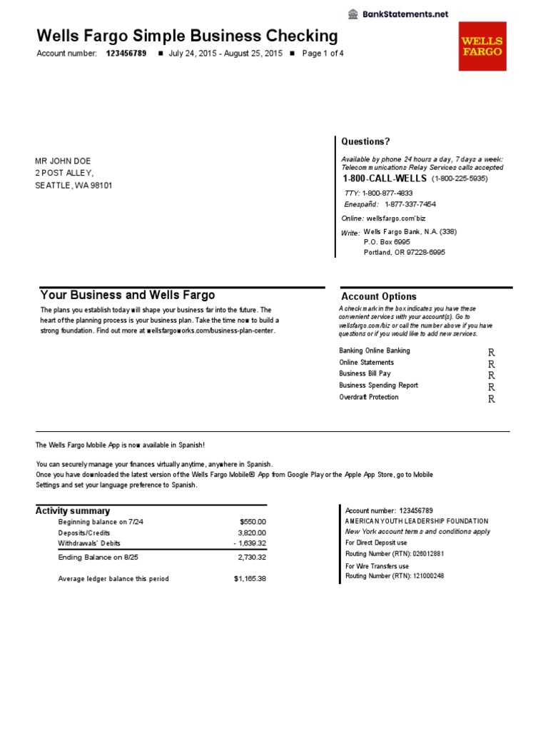 Wells Fargo Simple Business Checking | PDF | Fee | Overdraft