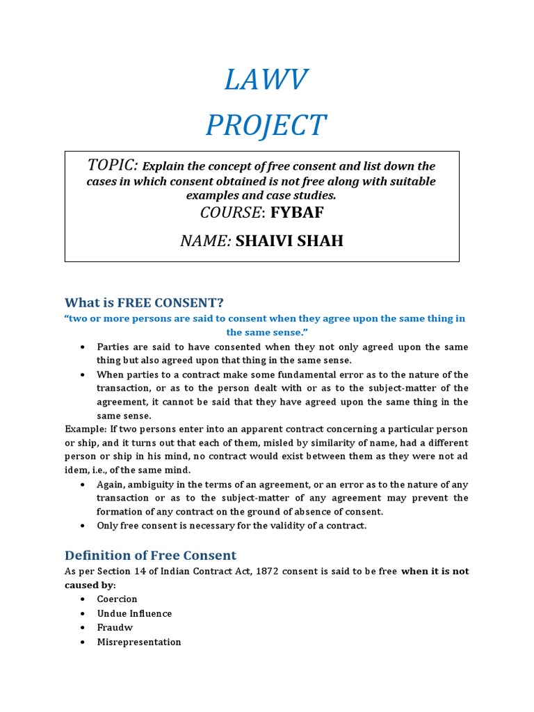Shaivi Shah - 203 - Fybaf - Law | PDF | Misrepresentation | Business Law