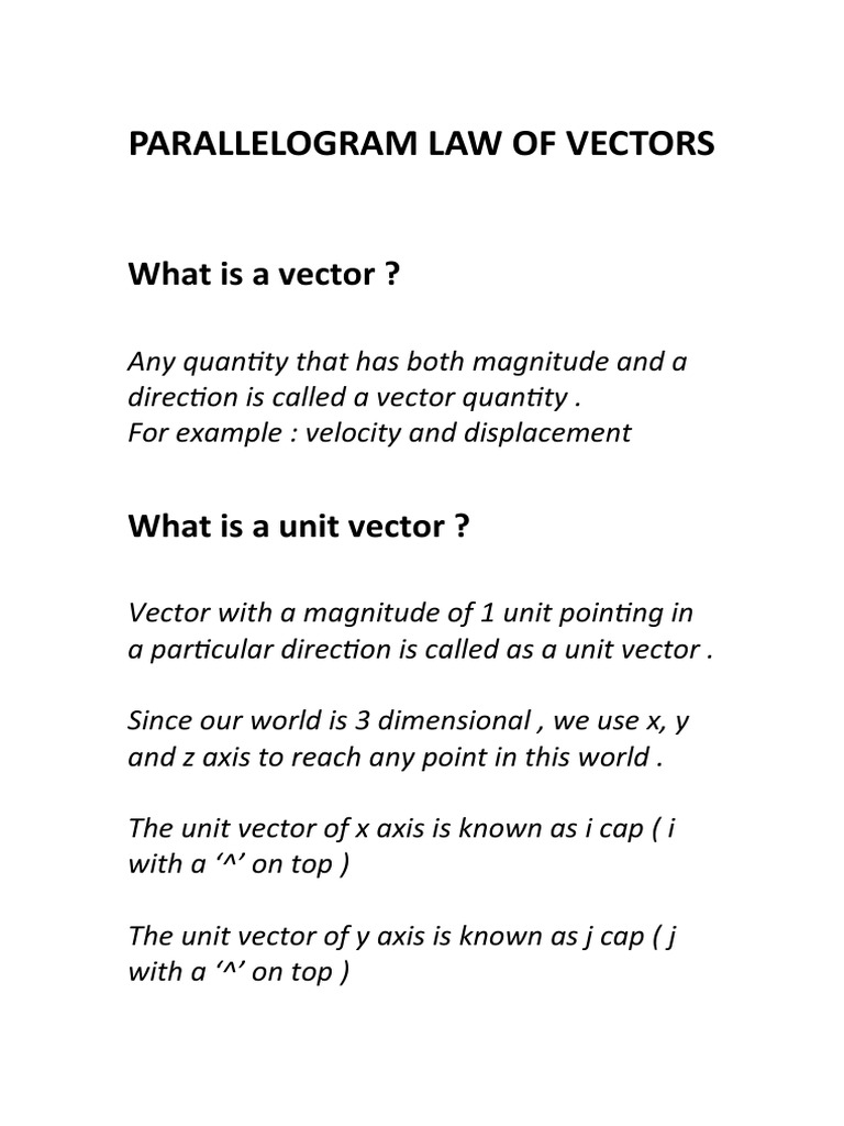 Parallelogram Law of Vectors | PDF | Euclidean Vector | Force