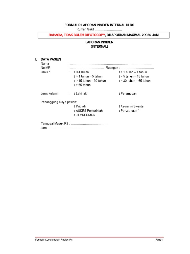 Form Laporan Kprs | PDF