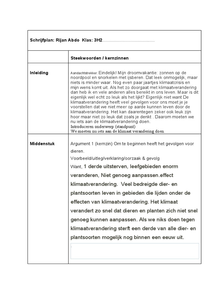 Schrijfplan - Betoog | PDF