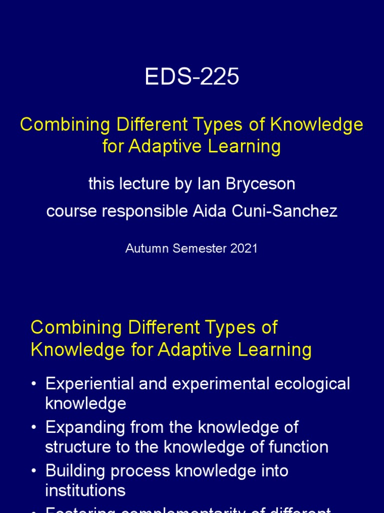 07 Eds 225 2021 Combining Knowledge For Adaptive Learning Ian Pdf Ecology Savanna