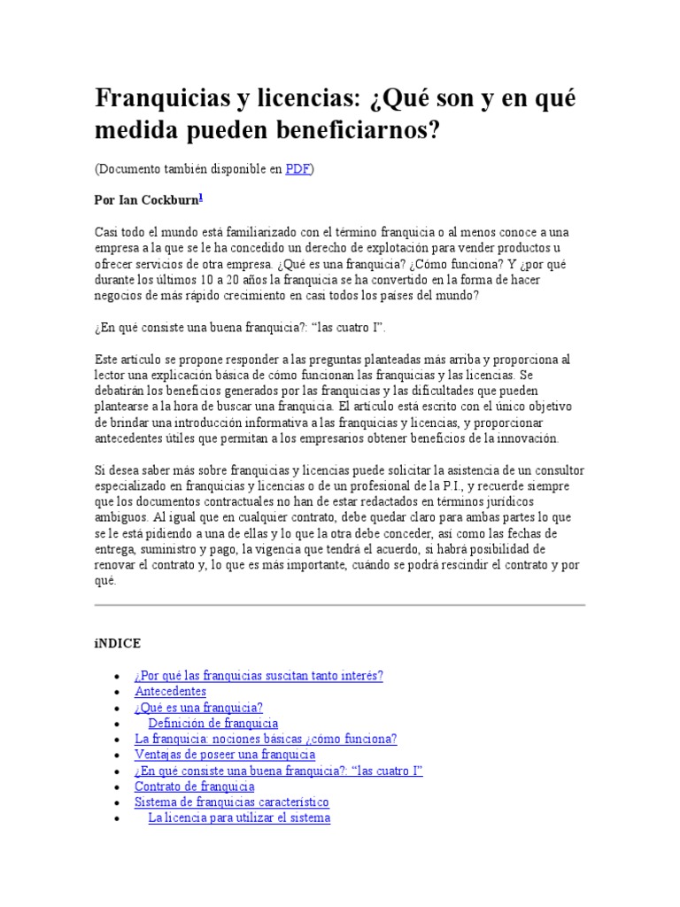Franquicias y Licencias | PDF | Franquiciamiento | Proyecto conjunto