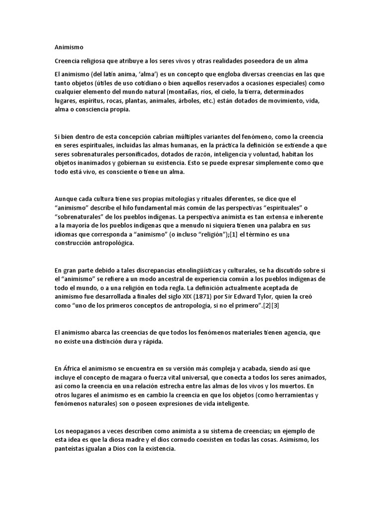 Animismo: Creencias y Características | PDF | Chamanismo | Religiones ...