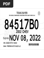 Texas Temporary License Plate Template | PDF | Motor Vehicle | Vehicles