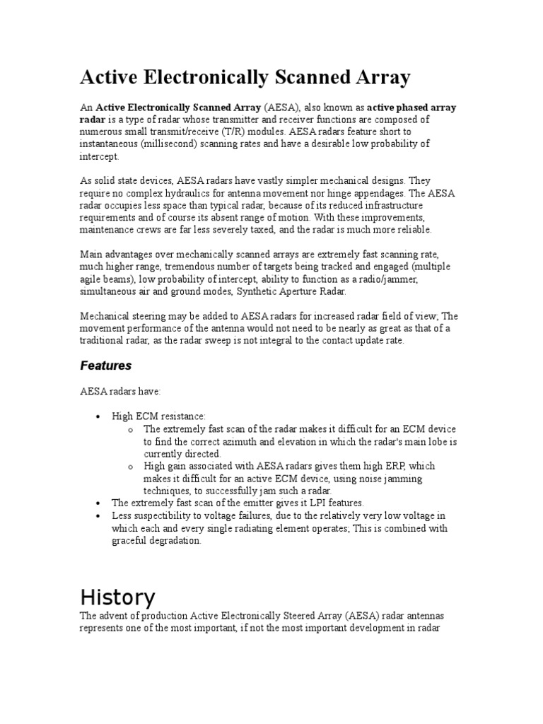 Active Electronically Scanned Array: History | PDF