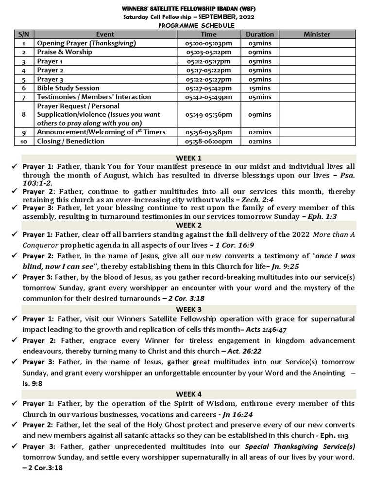 WSF Outline For September 2022 | PDF | Prayer | Abrahamic Religions