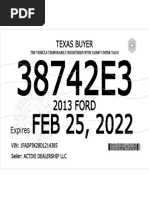 PDF Blank Printable Temporary License Plate Template | PDF | Land ...