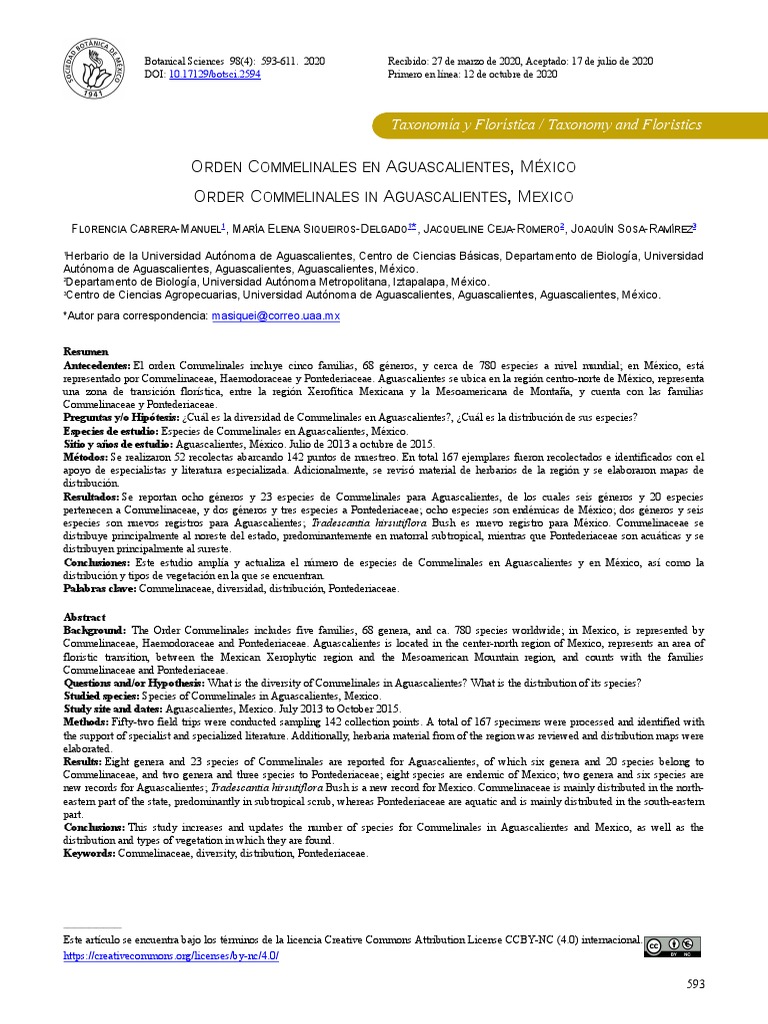 Cabrera 2020 Orden Commelinales | PDF | Plantas | Botánica