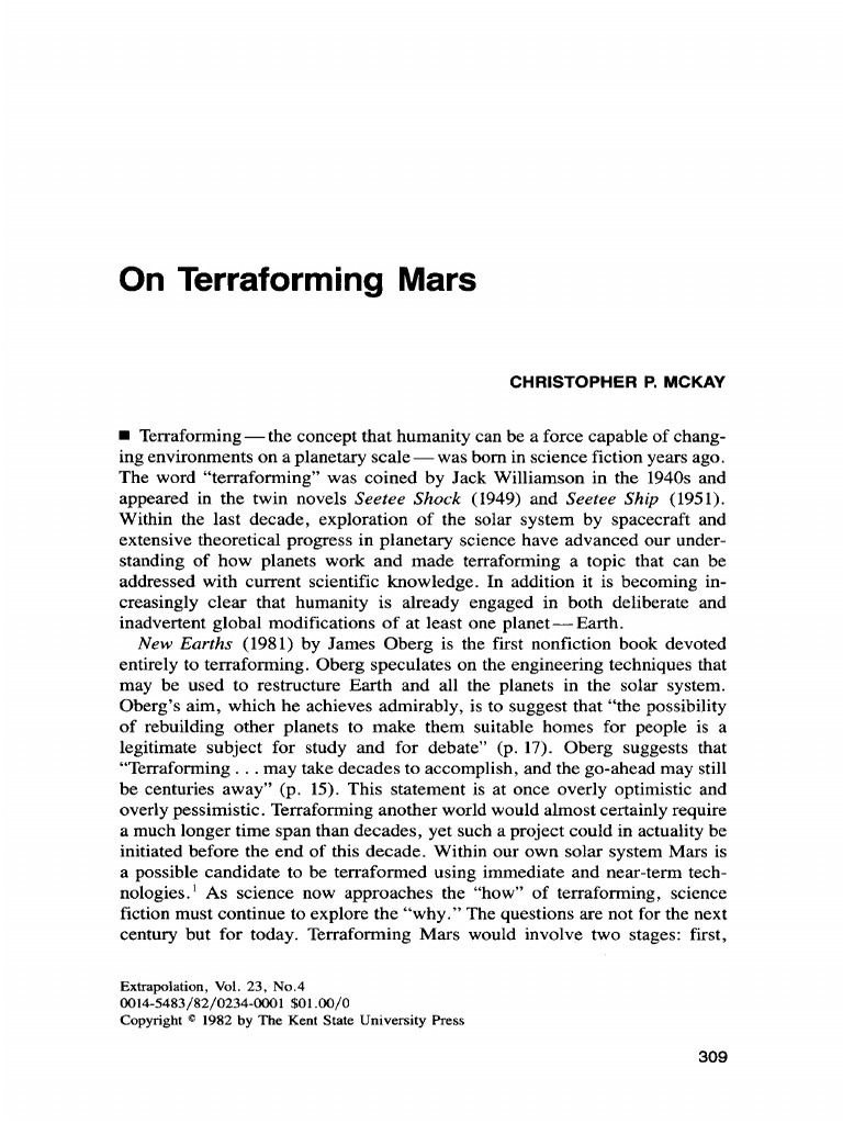 On Terraforming Mars | PDF | Gaia Hypothesis | Planetary Habitability