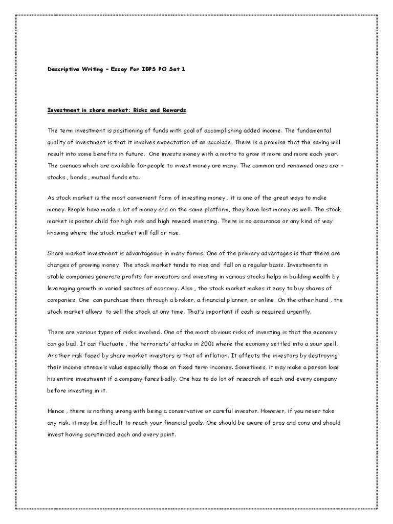 Essay Writing | PDF | Stocks | Investing
