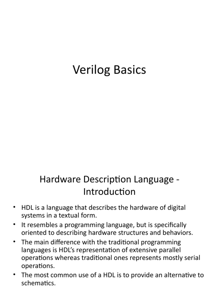 Verilog Basic Pdf Hardware Description Language Computer Engineering