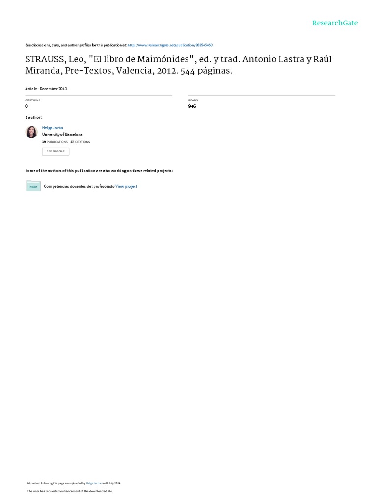 Análisis de "El libro de Maimónides" | PDF | Leo Strauss | Maimónides