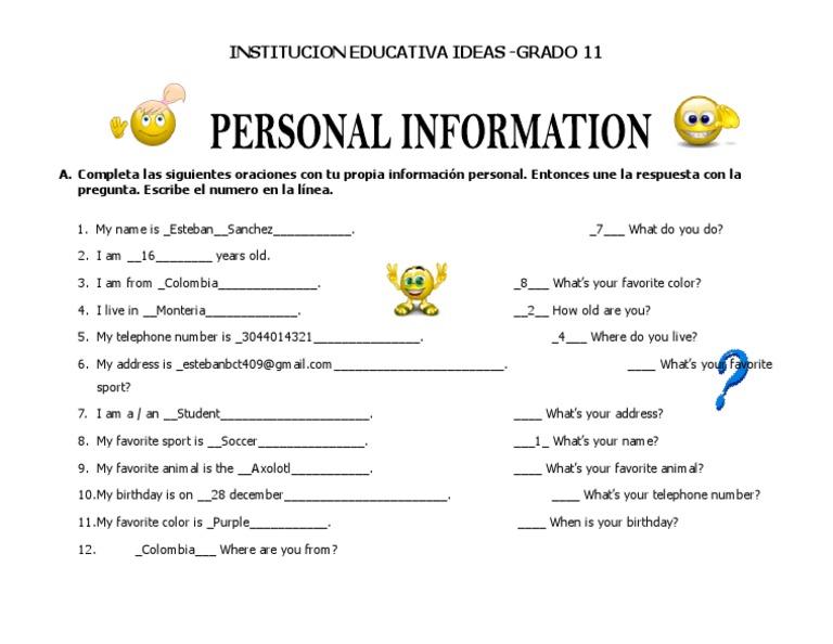 TAREA PERSONALINFORMATION - Docx - Documentos de Google | PDF