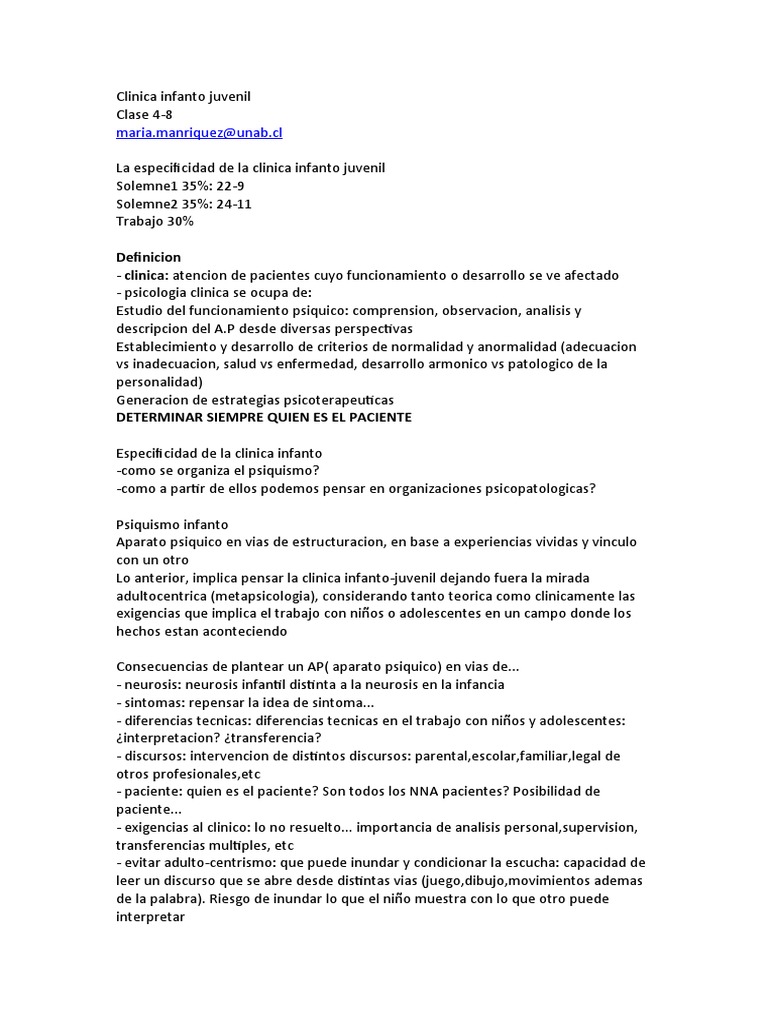 Clinica Infanto Juvenil | PDF | Psicoanálisis | Sicología