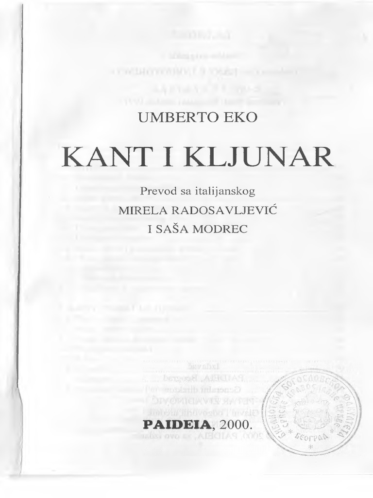 Eko, Umberto - Kant I Kljunar | PDF