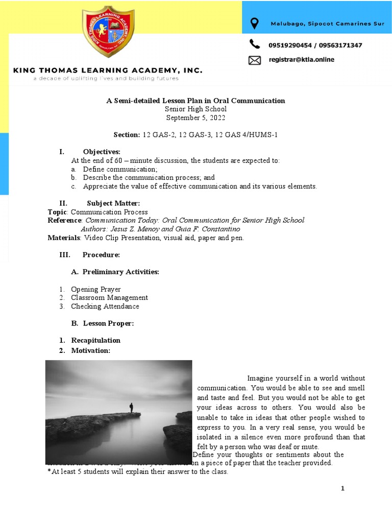 1 - DLP (Communication Process) | PDF | Communication | Nonverbal Communication