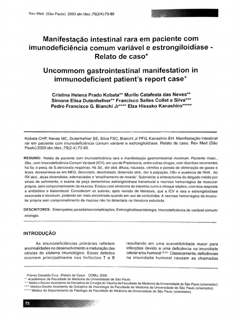 Manifestação Intestinal Rara em Paciente Com Imunodeficiência Comum ... Manifestação Intestinal Rara em Paciente Com Imunodeficiência Comum ...