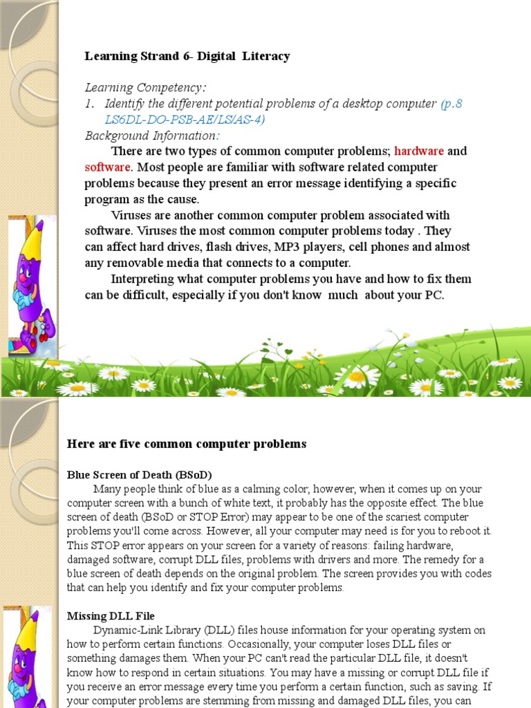 LS6 Identify The Different Potential Problems of Computer LE AE LS | PDF | Computer File ...