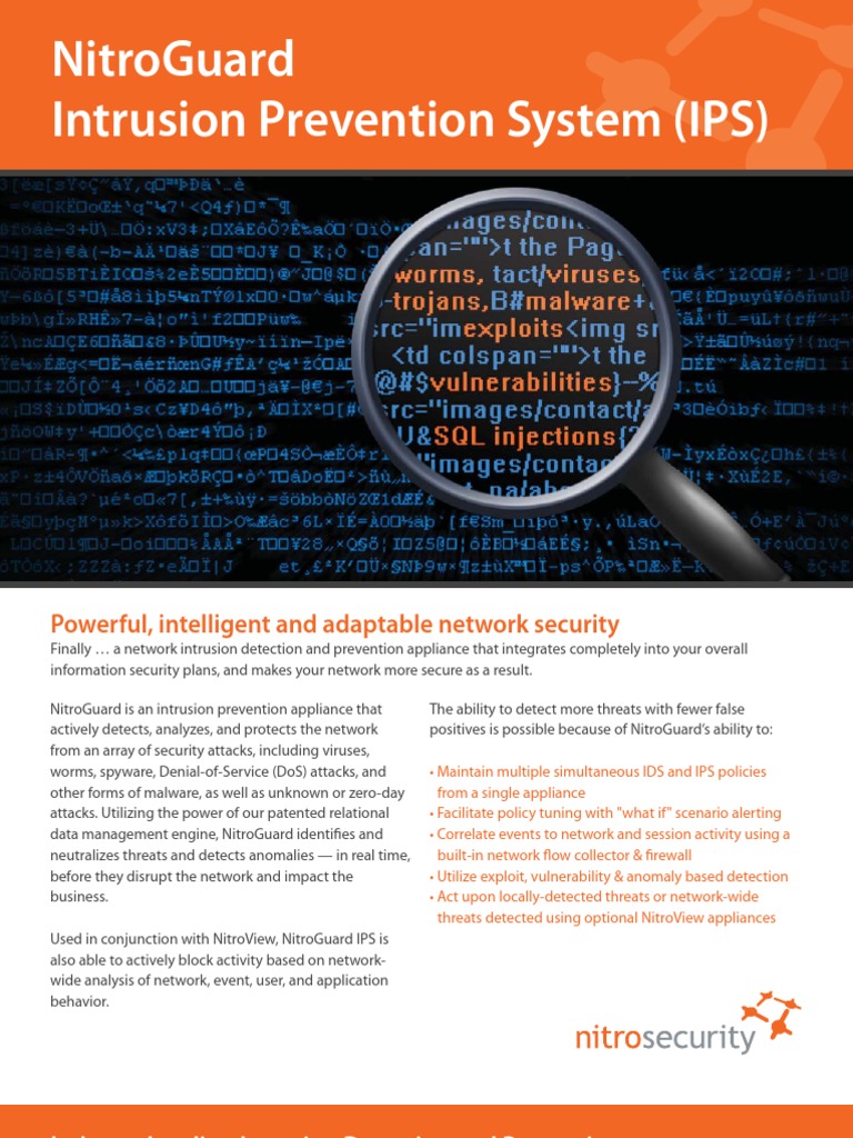 NitroGuard IPS Datasheet | PDF | Threat (Computer) | Computer Network