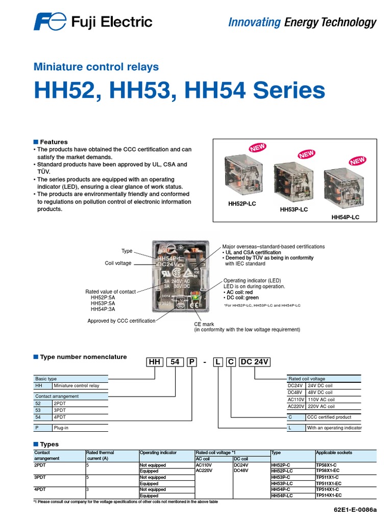 HH52, HH53, HH54 Series: Miniature Control Relays | PDF | Alternating ...