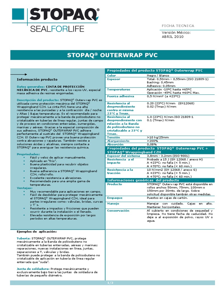 Ficha Tecnica STOPAQ Outerwrap PVC | PDF | Soldadura | Construcción
