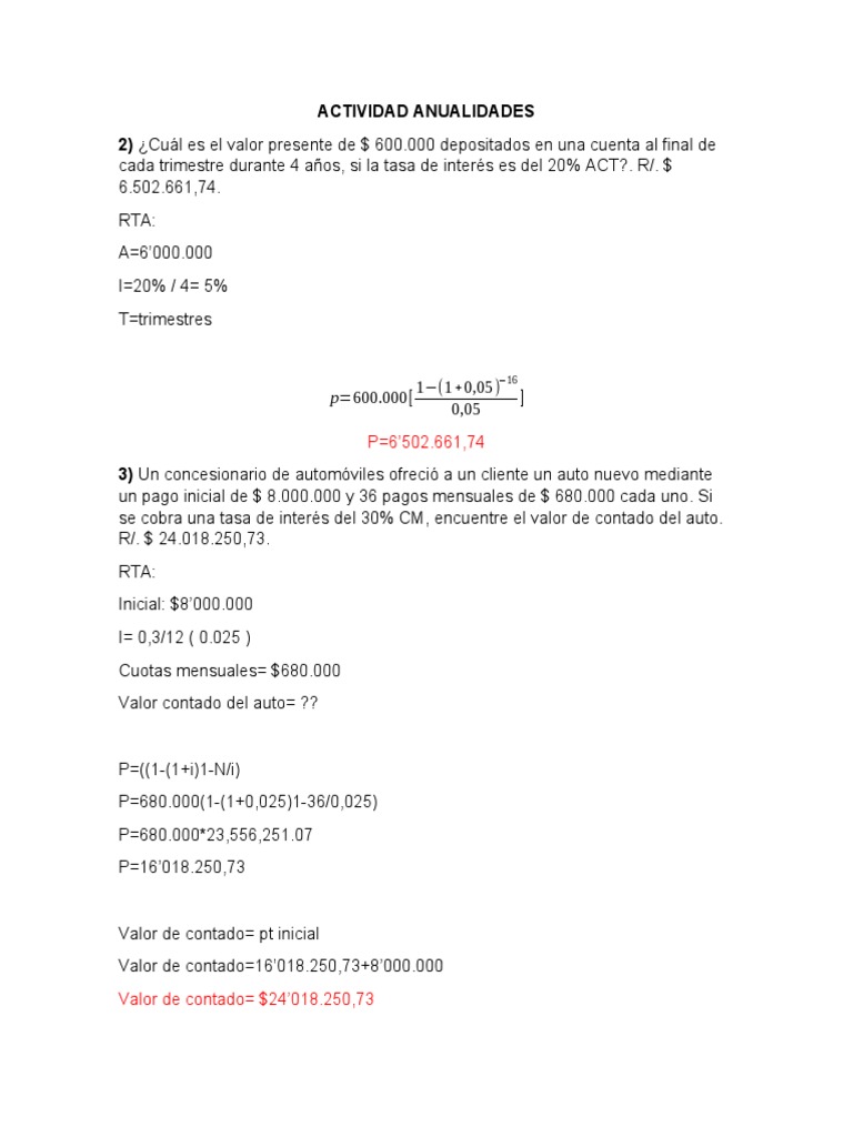 Actividad Anualidades | PDF