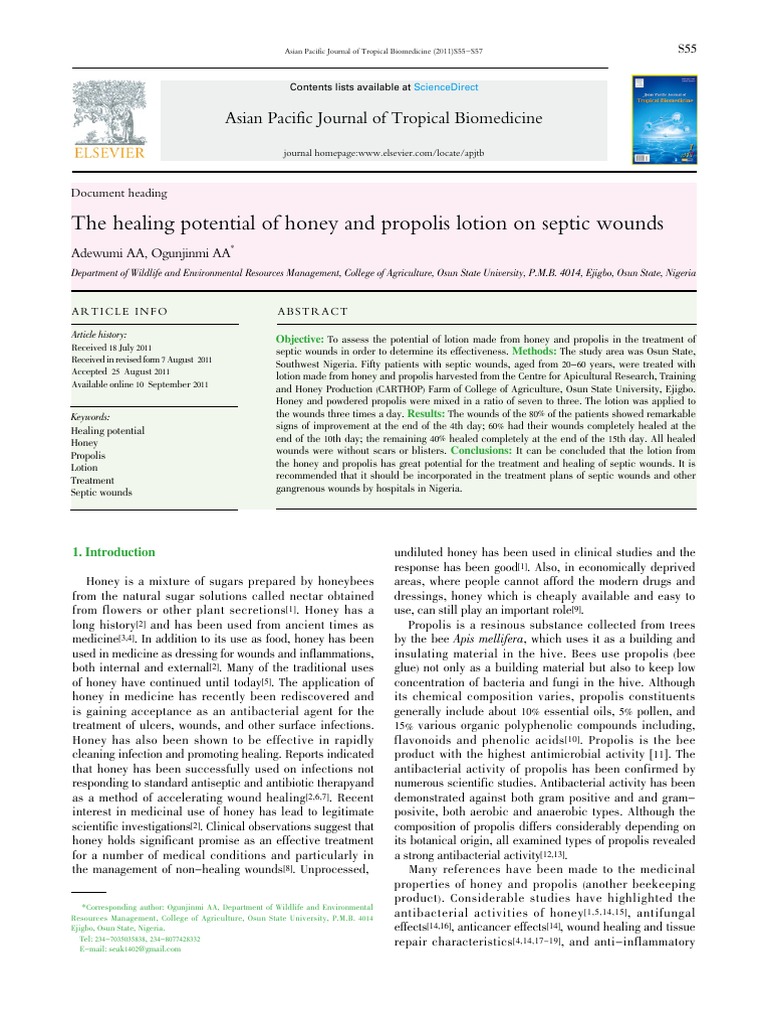 The Healing Potential of Honey and Propolis Lotion On Septic Wounds ...