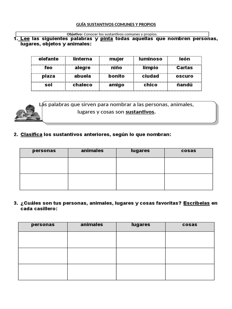 Guía de Sustantivos y Artículos en Español | PDF | Sustantivo ...