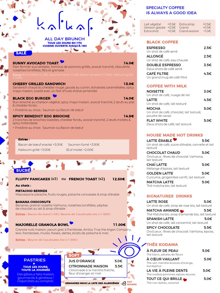 KafKaf Menu | PDF | Chocolat | Nourriture et boisson