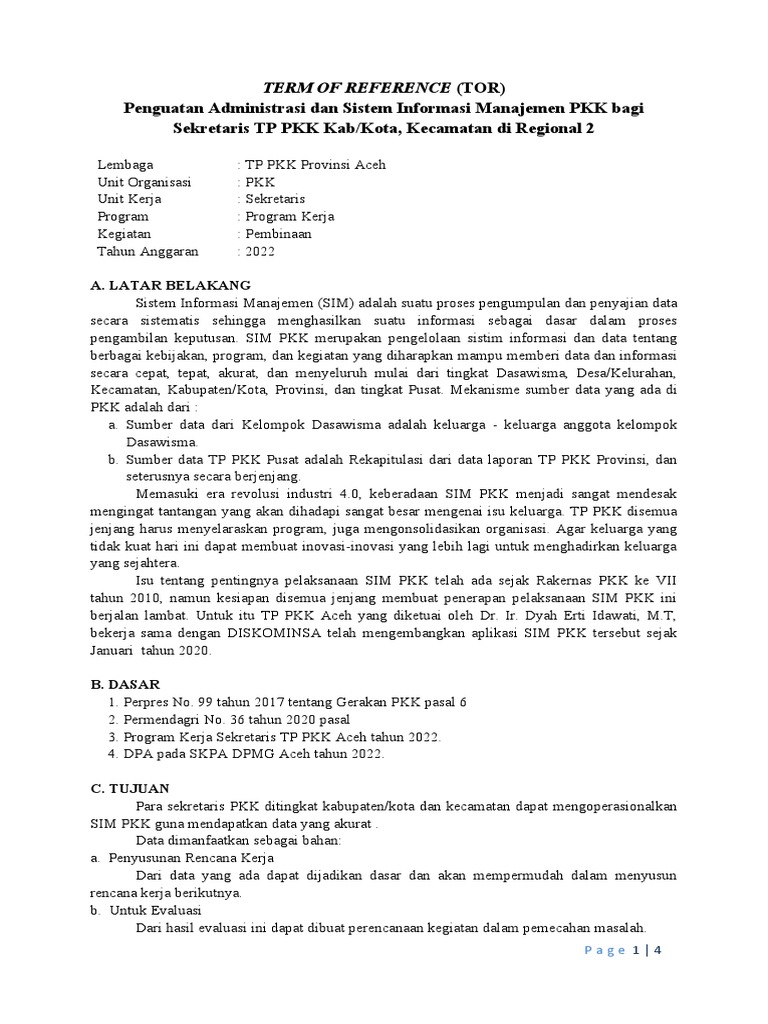 TOR SIM PKK Reg 2 | PDF | Teknologi & Rekayasa