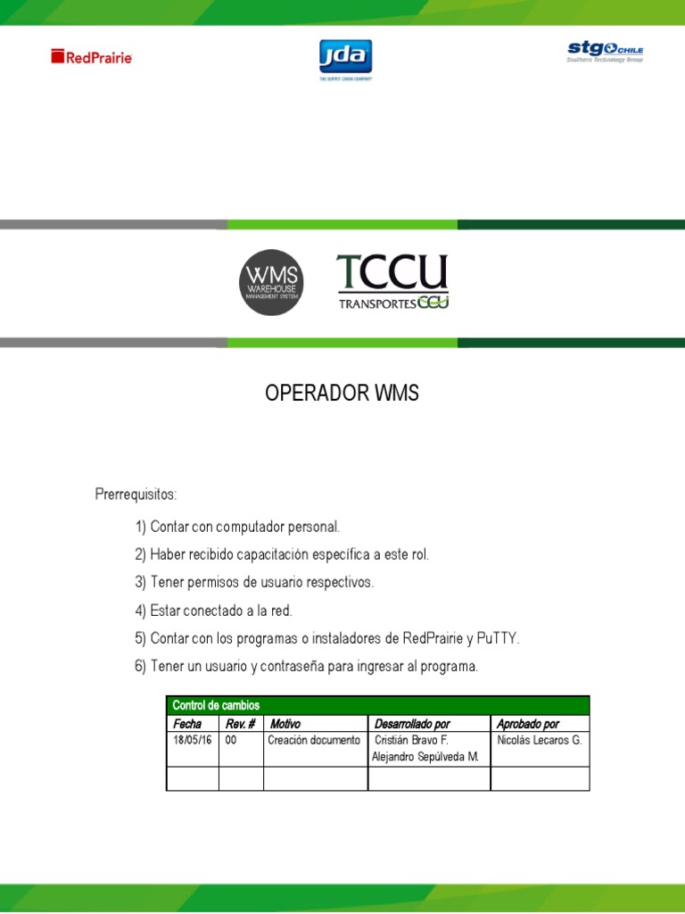 8 Operador WMS v0 | PDF | Usuario (informática) | Inventario