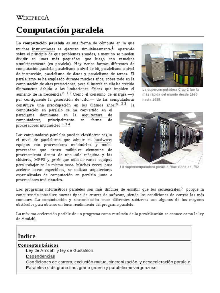 Computación Paralela | PDF | Computación paralela | Grupo de computadoras