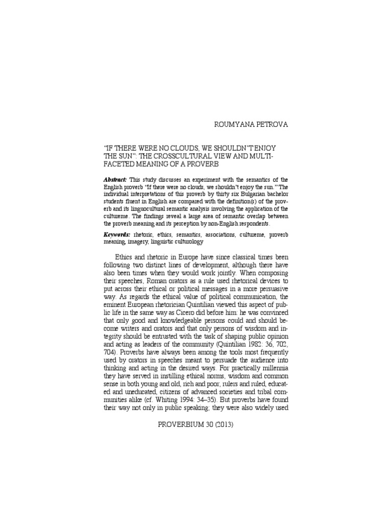 Multifaceted Meaning of A Proverb | PDF | Rhetoric | Proverb Multifaceted Meaning of A Proverb | PDF | Rhetoric | Proverb
